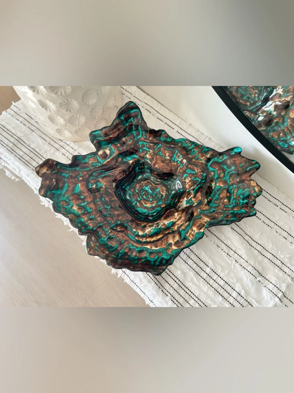 Vintage | Other | Vintage Iridescent Blue Gold Tone Oyster Bowl Organic ...